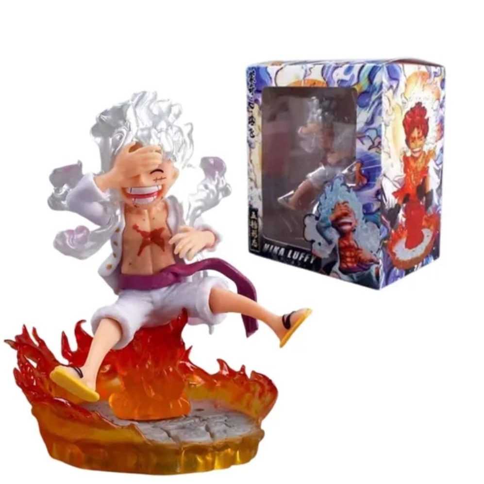 Miniatura Luffy Gear 5 sorrindo deus sol one piece 10 cm | Shopee Brasil