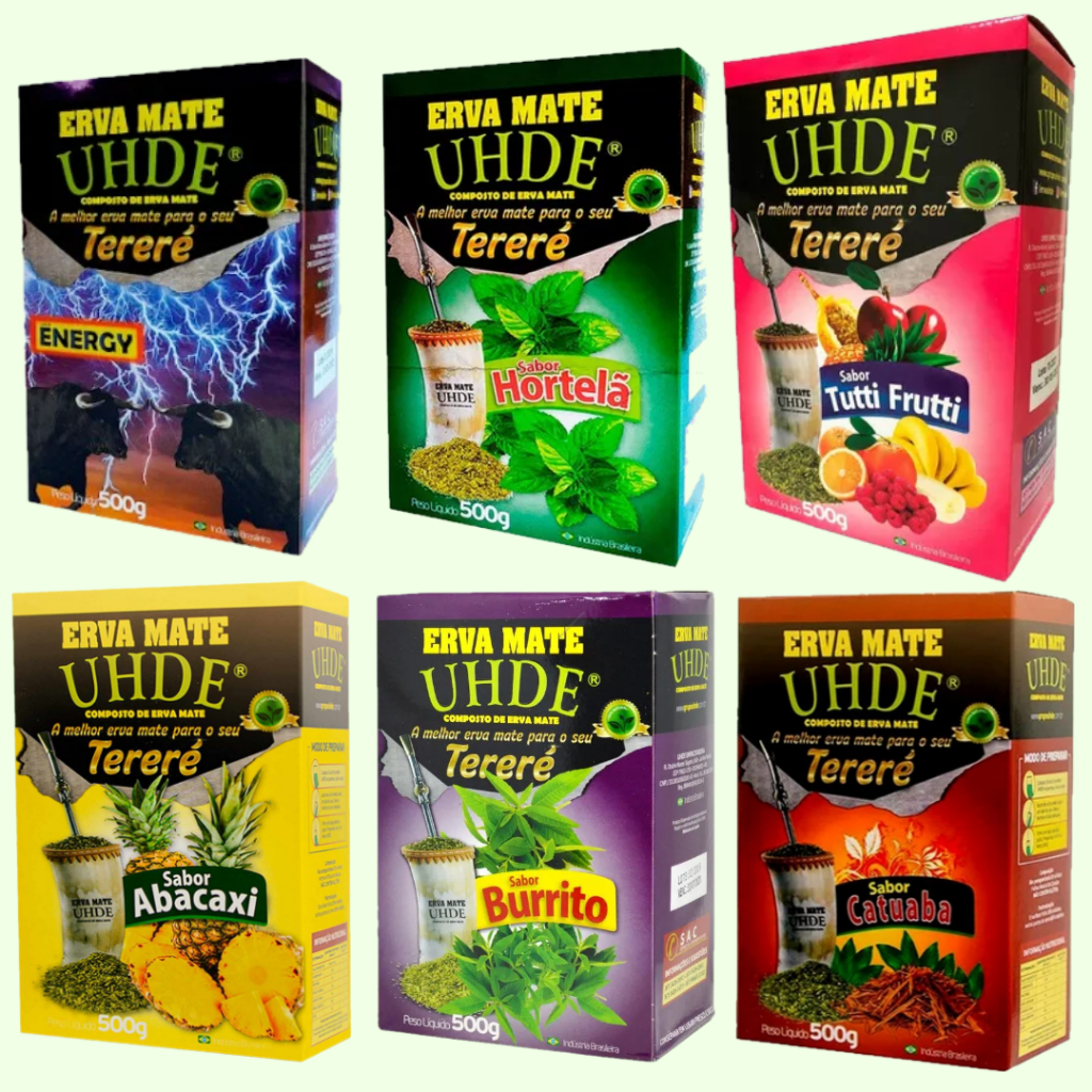 Kit 6 Ervas Mate Tereré UHDE 500g - Todos os sabores | Shopee Brasil
