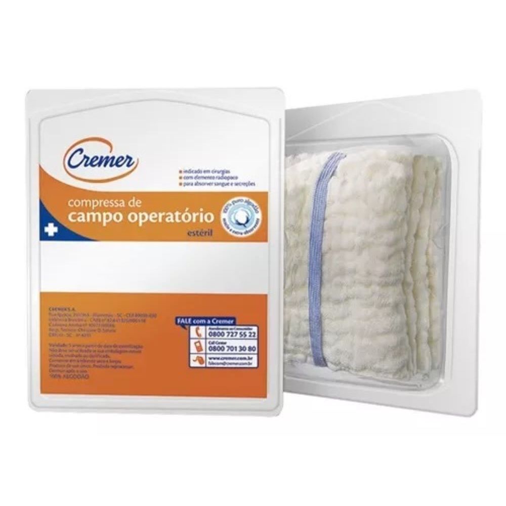 Compressa Campo Operatório Estéril Radiopaco 5un CREMER (25x28cm ...