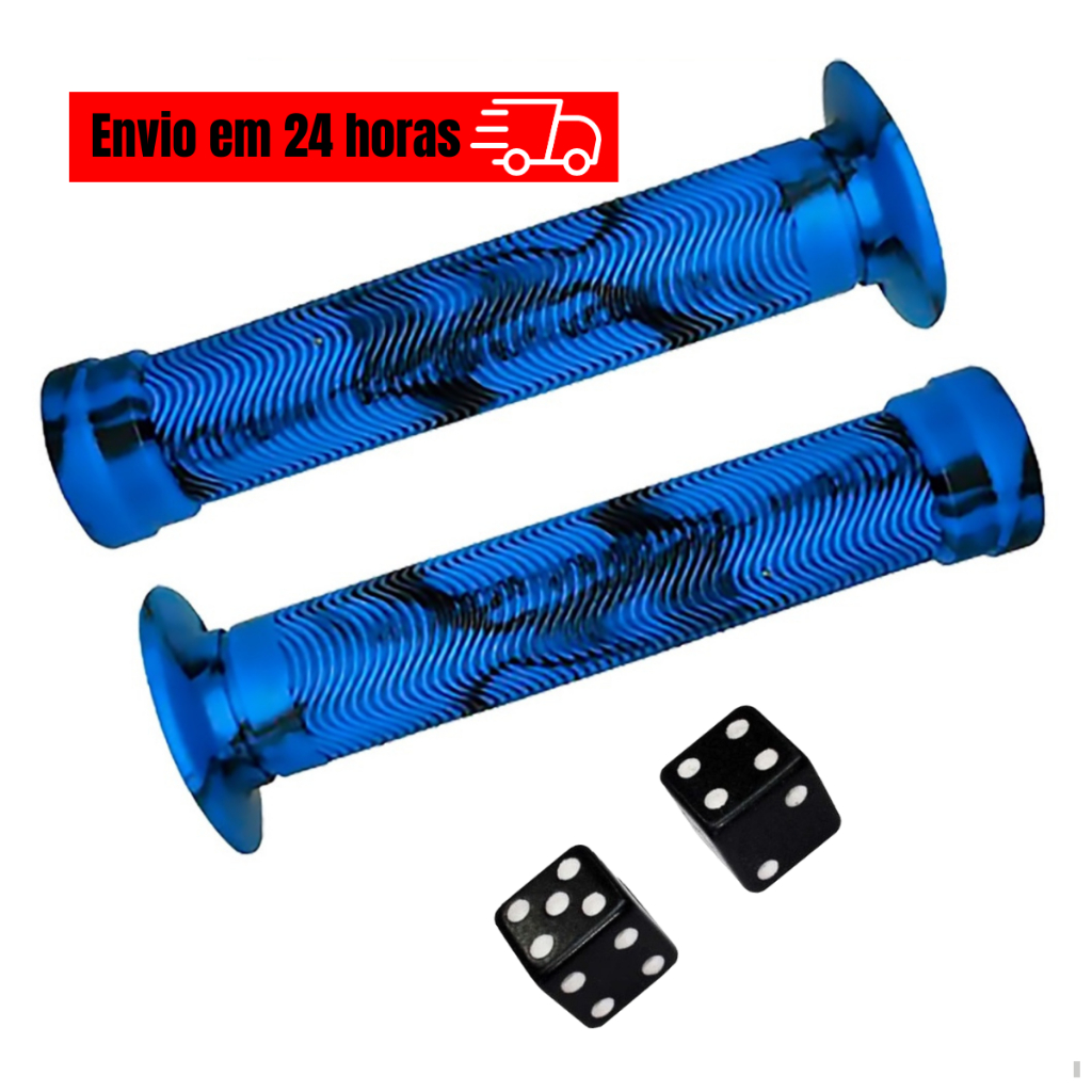 Manopla Giosbr de Bike Bicicleta Bmx Freeride DH 150mm Azul Rajada ...