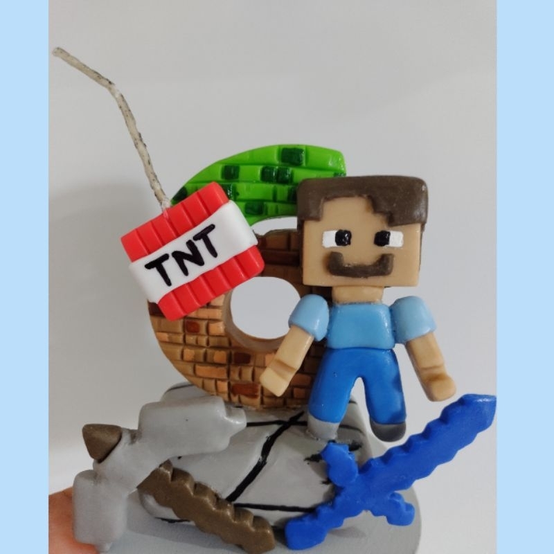 Biscuit Minecraft/Vela de Aniversário Minecraft/Vela de Aniversário ...