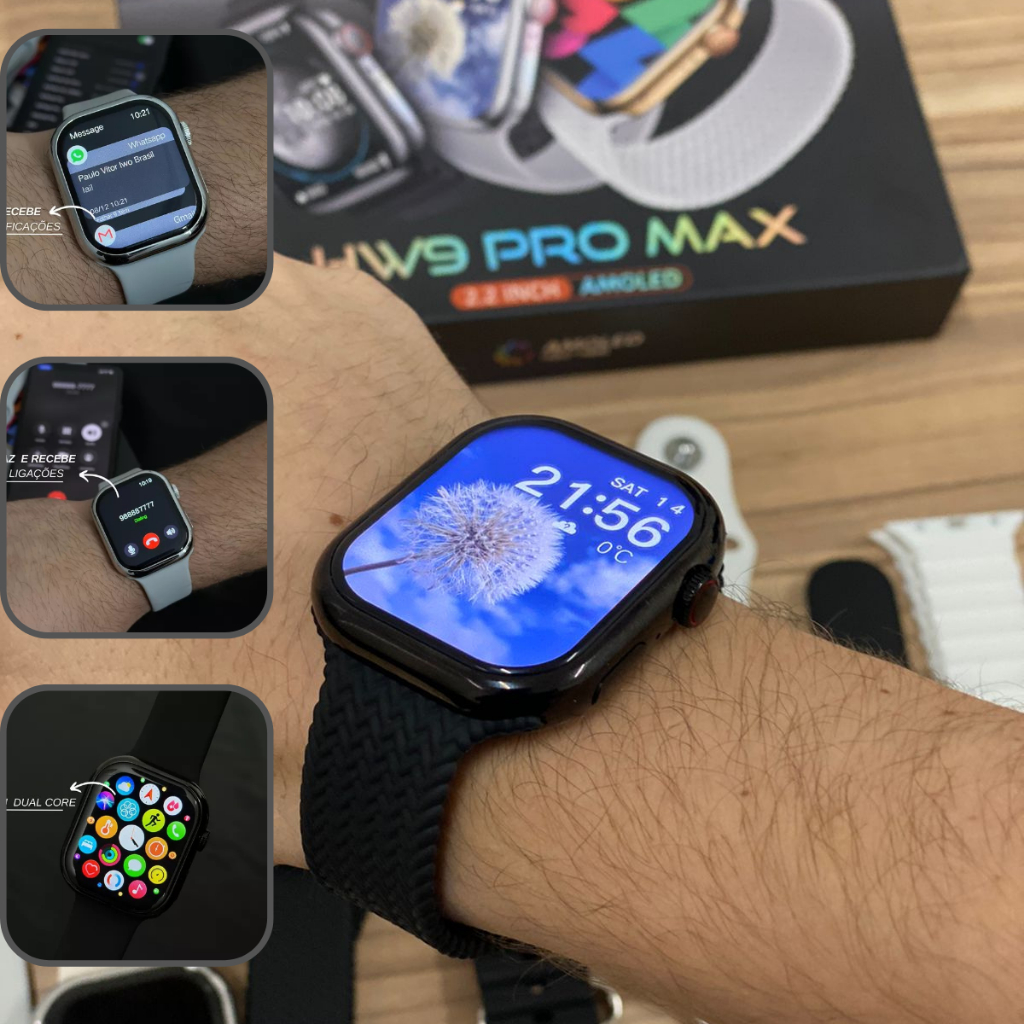 SmartWatch HW9 PRO MAX Tela Amoled Relogio Inteligente Acompanha 3 ...