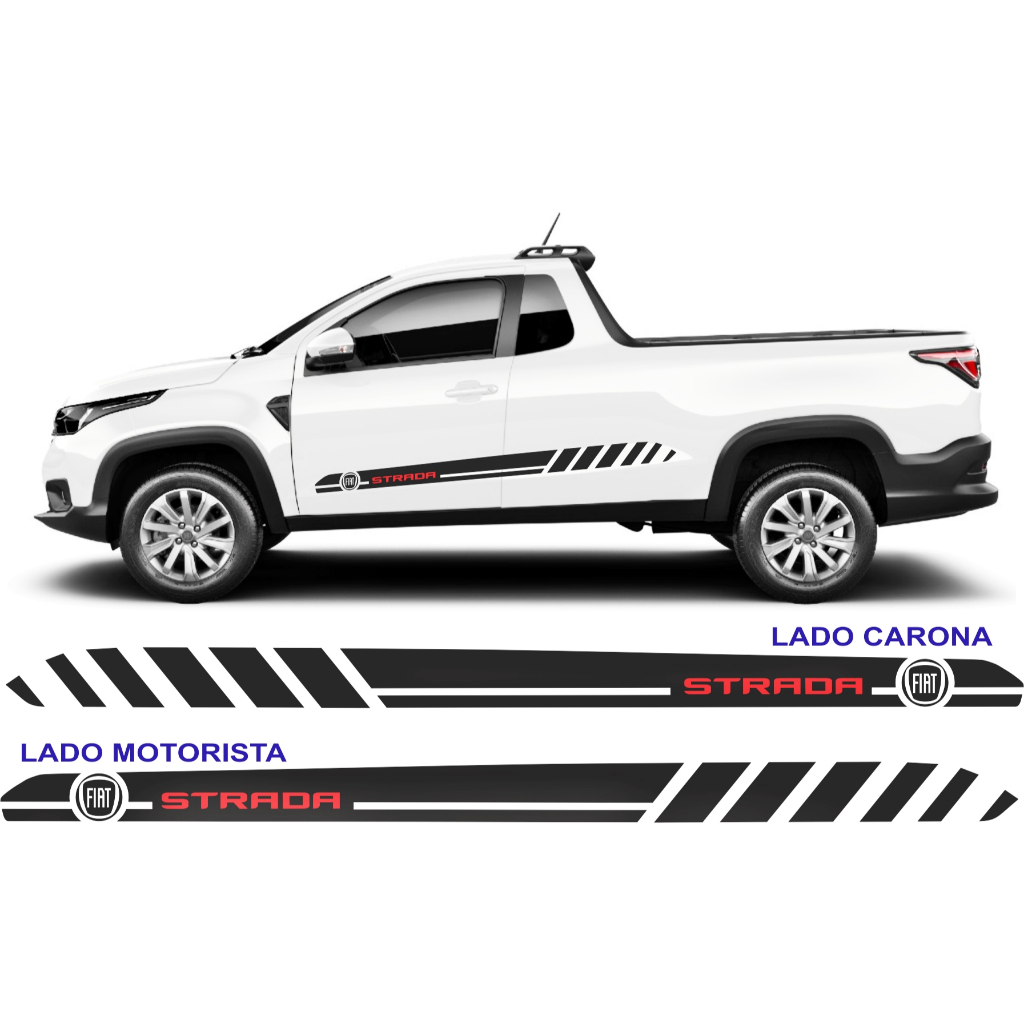 ADESIVOS FIAT STRADA FREEDOM 2021 2022 2023 FAIXA LATEAL PAR | Shopee ...