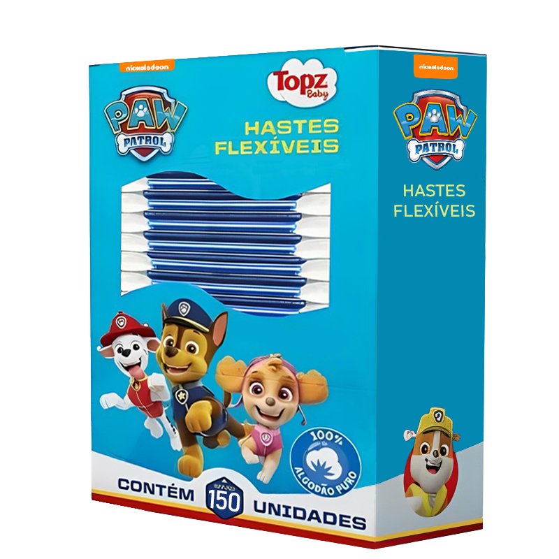 150 Und Cotonete Para Bebê Patrulha Canina Topz Baby Flexívei Haste ...
