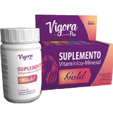 Vigora Plus Gold Suplemento Vitamínico-Mineral C/60 Cáps. (Com Biotina ...
