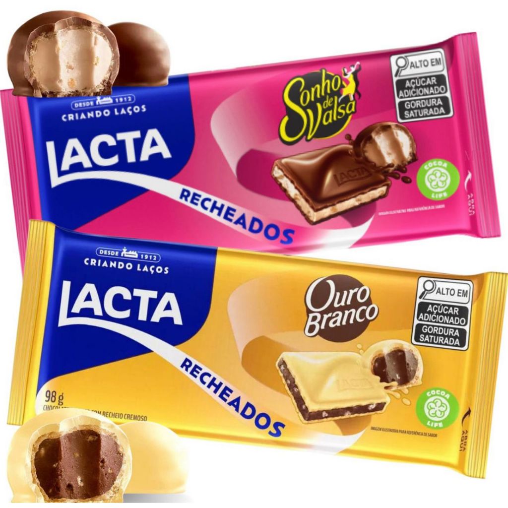 Chocolate Lacta Ouro Branco 98g/Sonho De Valsa 98g/ Nestle Alpino white ...