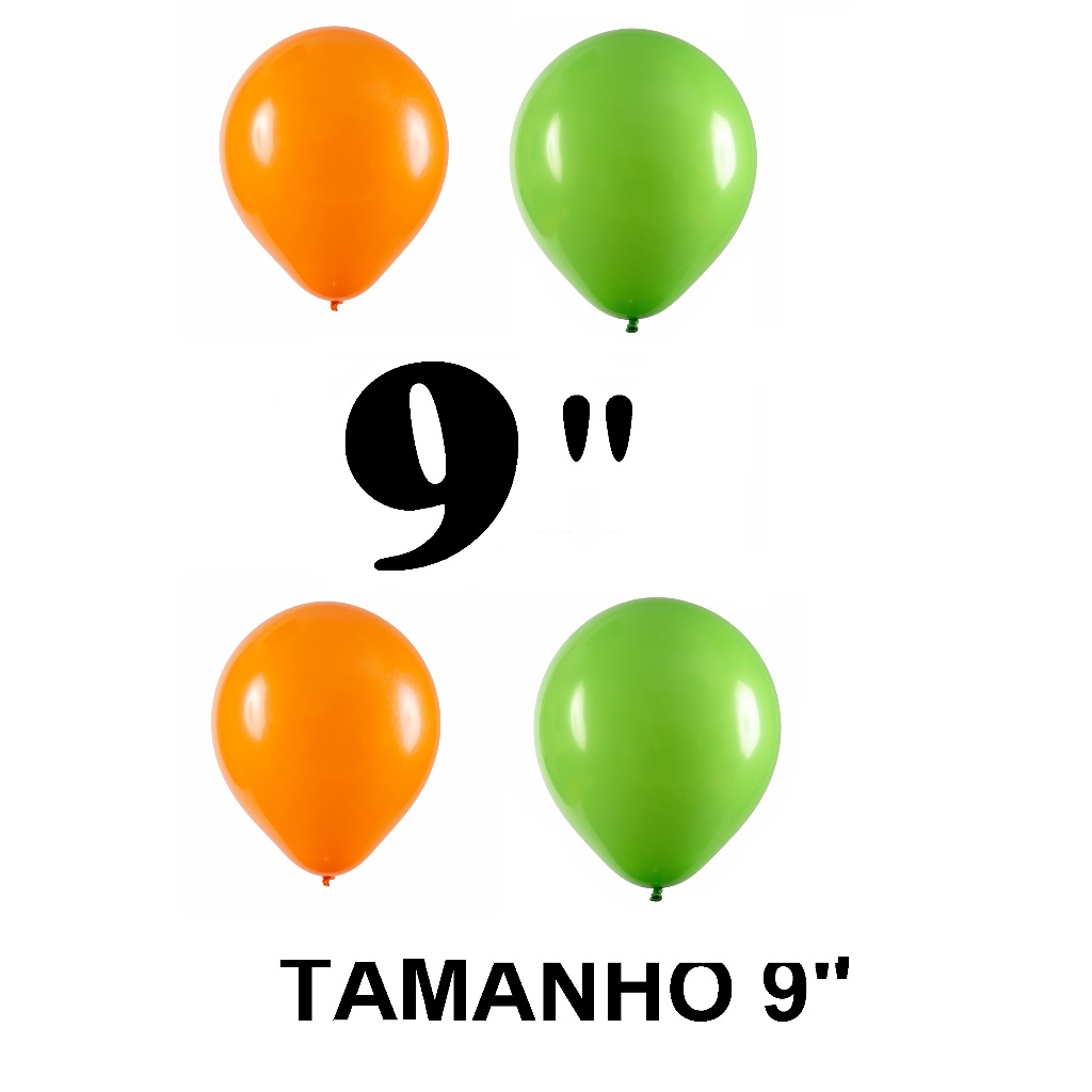 Balão - Bexiga Laranja c/ Verde Citrus Pacote - 30 unidades sortidos n9 ...