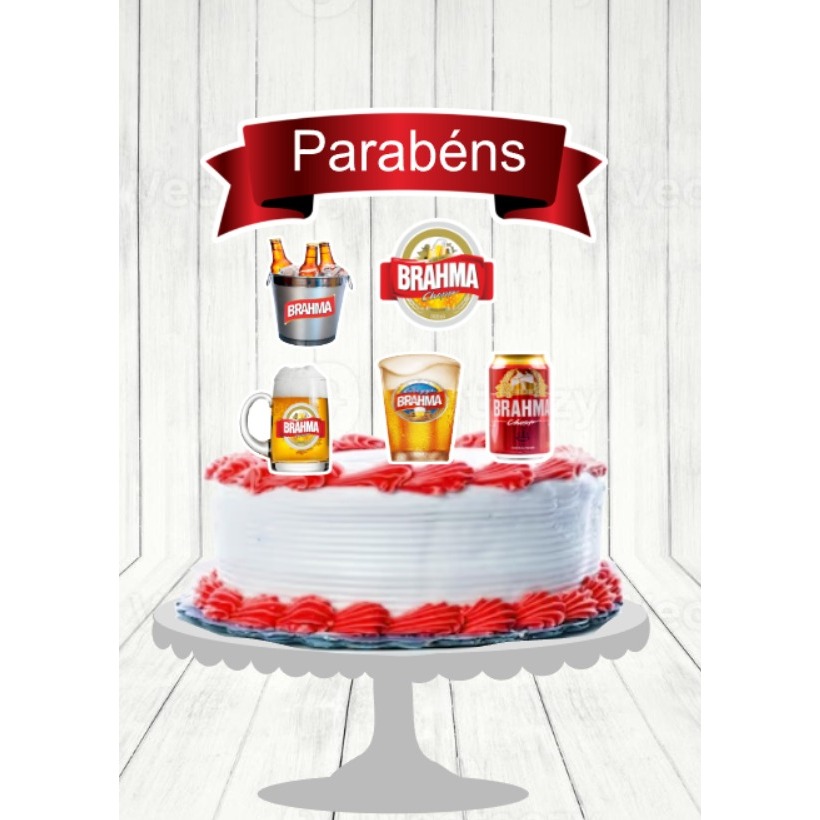 TOPO DE BOLO PERSONALIZADO TOPPER BRAHMA FESTA MATERIAL PREMIUM ...