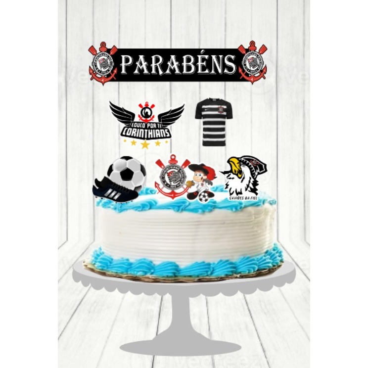 TOPO DE BOLO PERSONALIZADO TOPPER CORINTHIANS FESTA MATERIAL PREMIUM ...