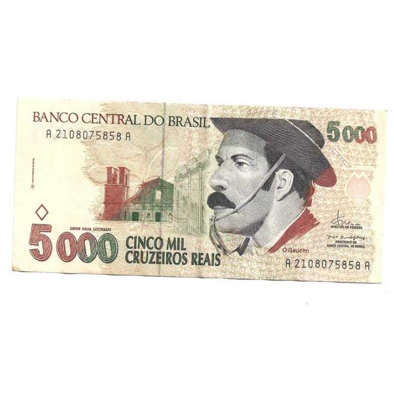 Cédula Do Brasil 1993 5000 Cruzeiros Reais C239 - Cédula Do Gaúcho MBC | Shopee Brasil