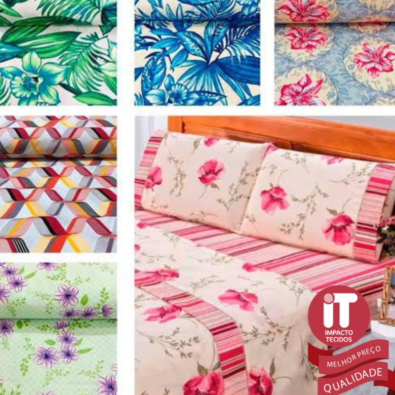 Tecido Percal Microfibra estampado100% poliéster (1m x 2,50) Lençol ...