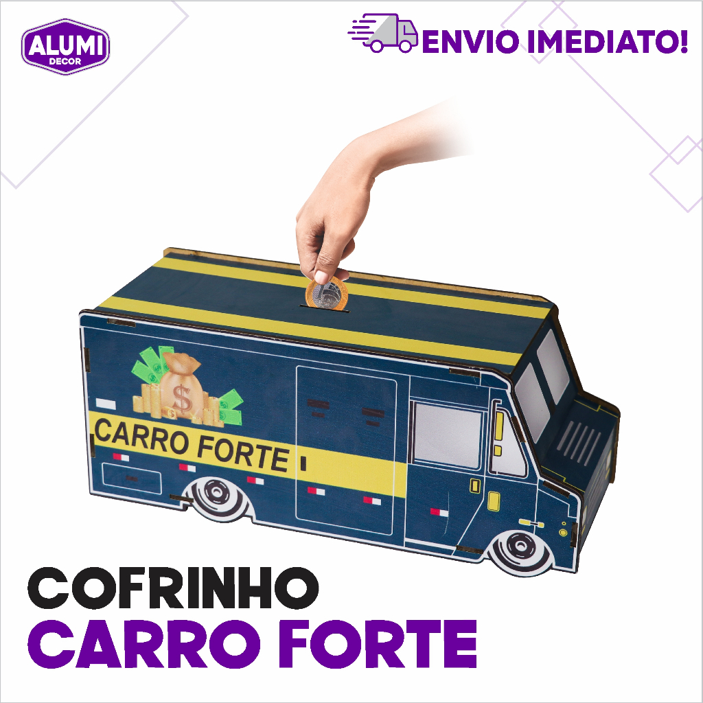 Cofre de MDF Carro Forte Artesanato Cofrinho para juntar moedas ...