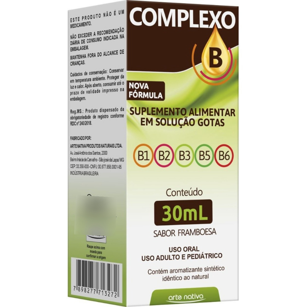 Complexo B Gotas 30ml Vitaminas B1 B2 B3 B5 B6 Arte Nativa | Shopee Brasil