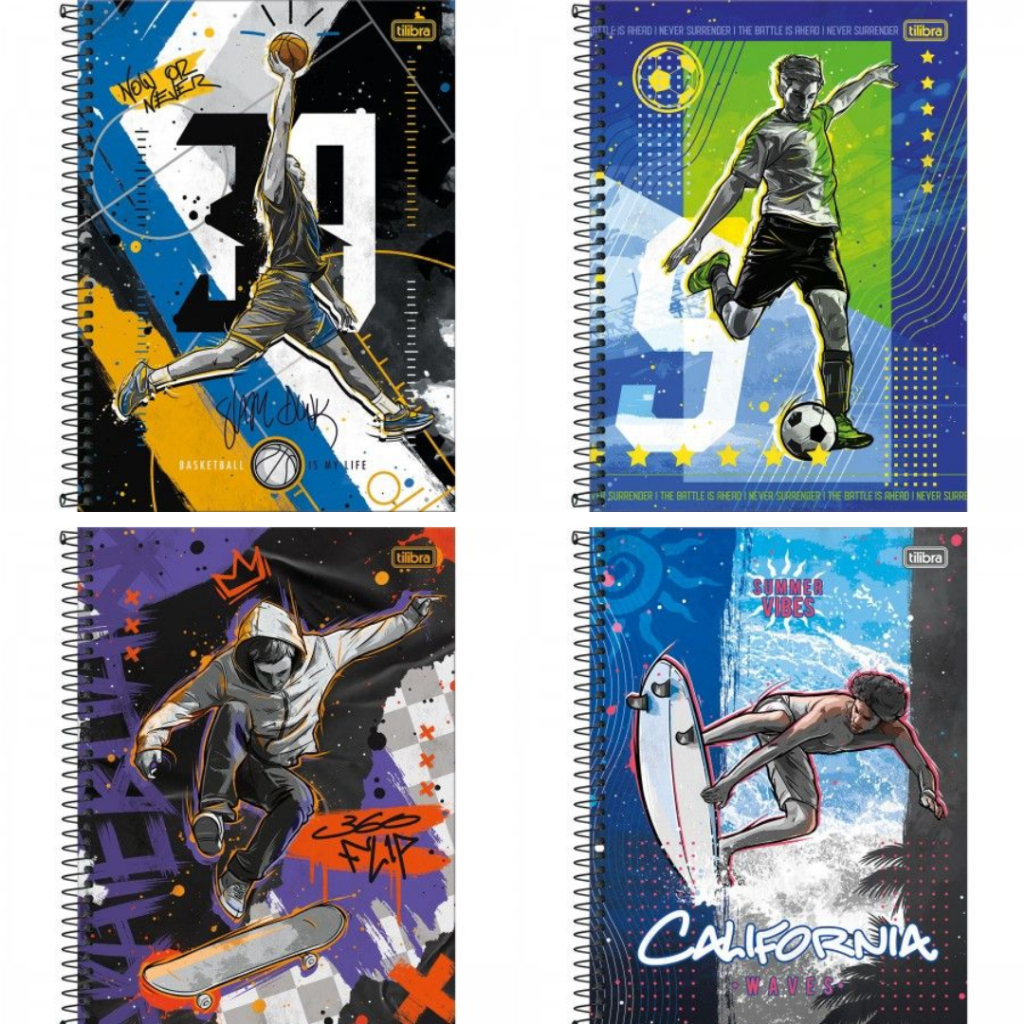Caderno Espiral Capa Dura Colegial Do It 80 Folhas (Basquete/ Futebol ...
