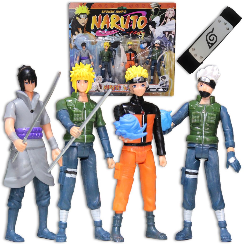 Kit Bonecos Naruto Shippuden Articulado Sasuke + Bandana Brinquedo ...