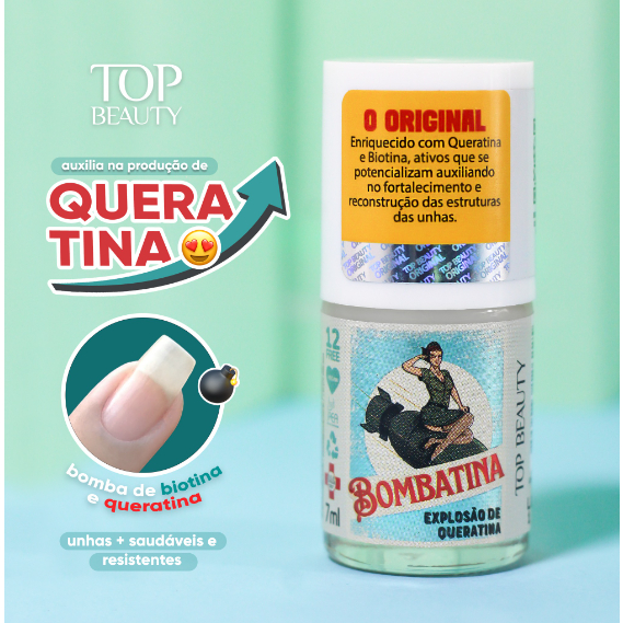 Base p/ Unhas Bombatina Explosão de Queratina 7ml - Top Beauty | Shopee ...