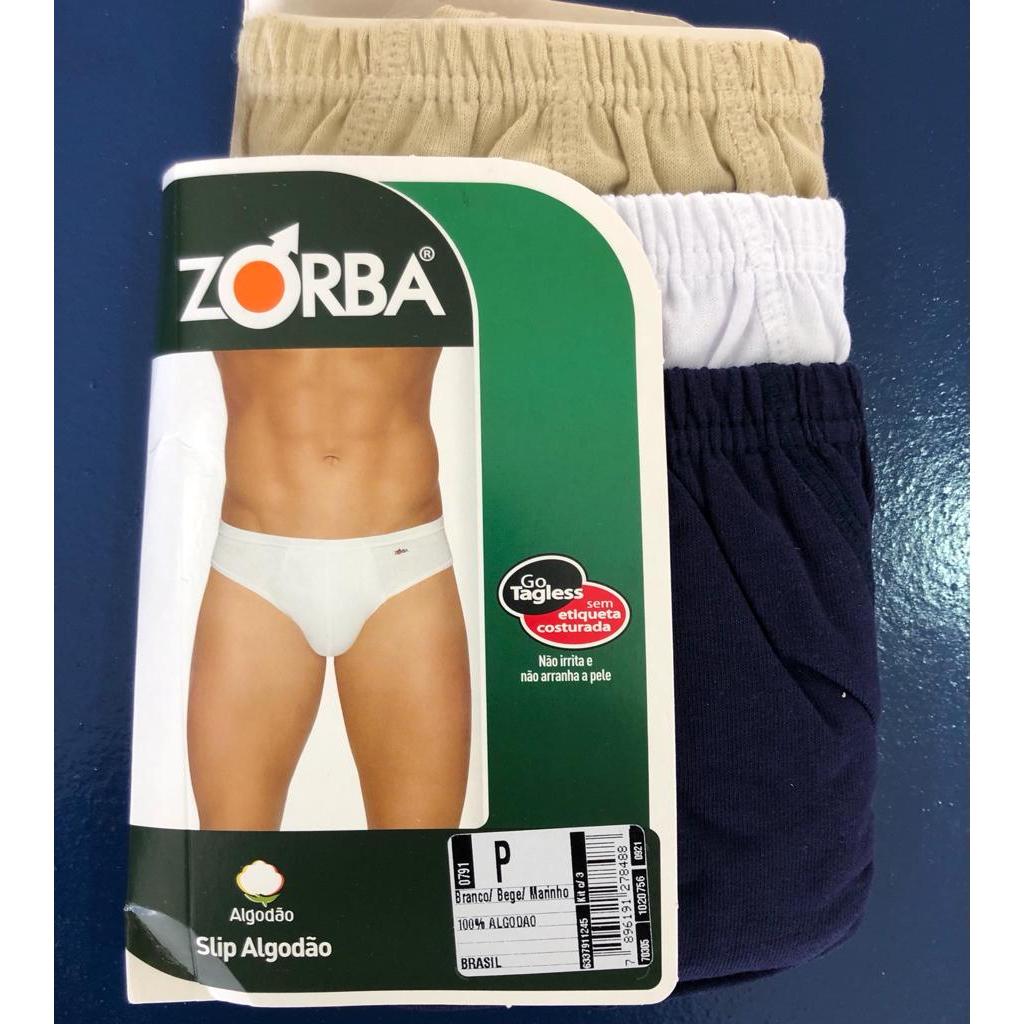 Kit C/3 Cuecas Zorba Slip 100% algodão (original) | Shopee Brasil