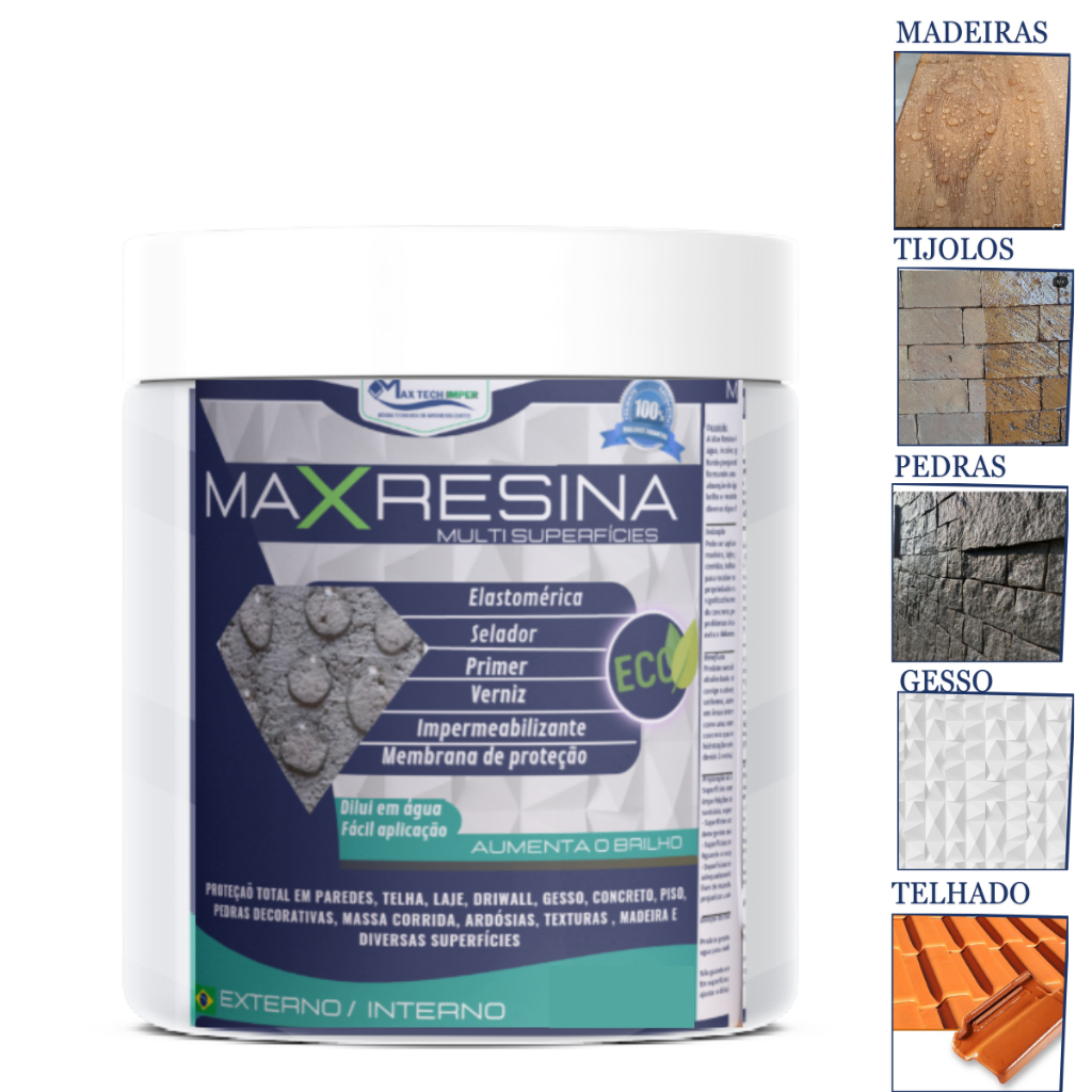 Max Resina Multi Superfícies 3,6Lts Base Água Incolor. Resina Acrílica ...