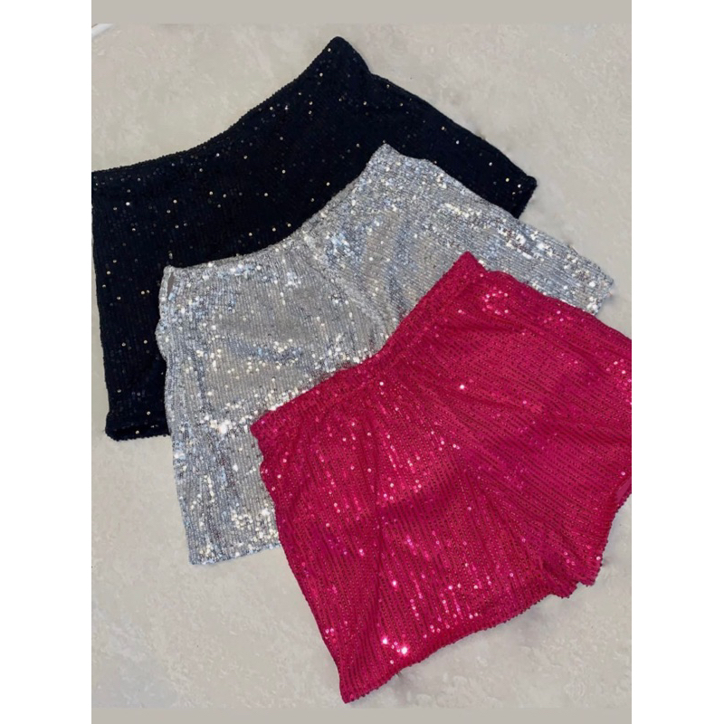 Short Curto Feminino Paetê Brilho Lantejoulas Blogueiras Moda 2023 ...