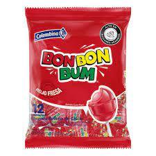 bom bom bum (24 unidades sabor morango/fresa) | Shopee Brasil