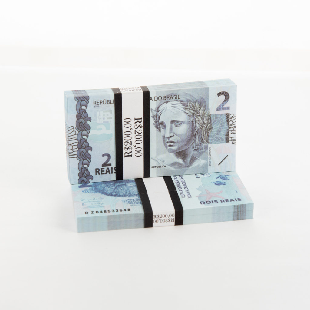 Notas cenograficas de 2 reais (kit de 500 unidades) sem valor monetario ...