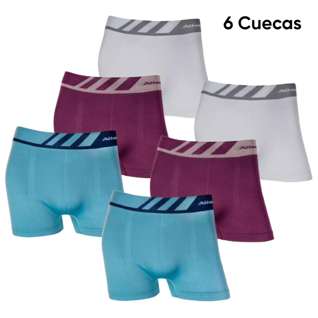 Kit 6 Cuecas Boxer Lisa Microfibra Altomax Sortidos - Faz a Boa!