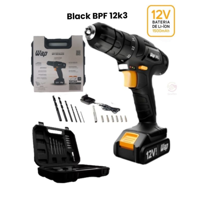 Parafusadeira/Furadeira Wap BPF 12K3 Black 12v 1.5mAh | Shopee Brasil