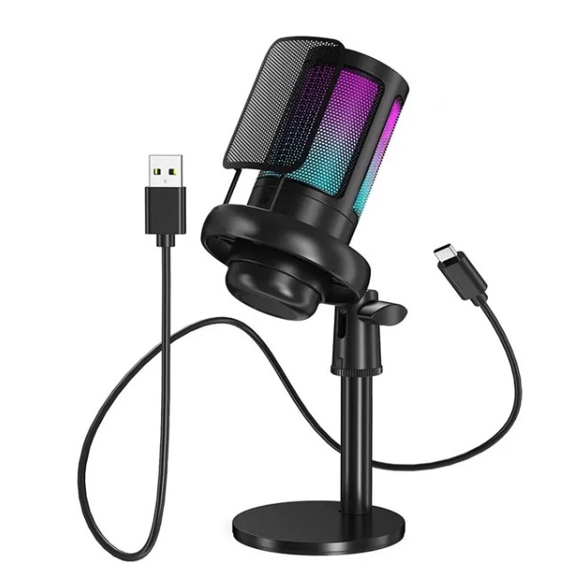 Microfone USB Estúdio Microfone Condensador Profissional para PC ...