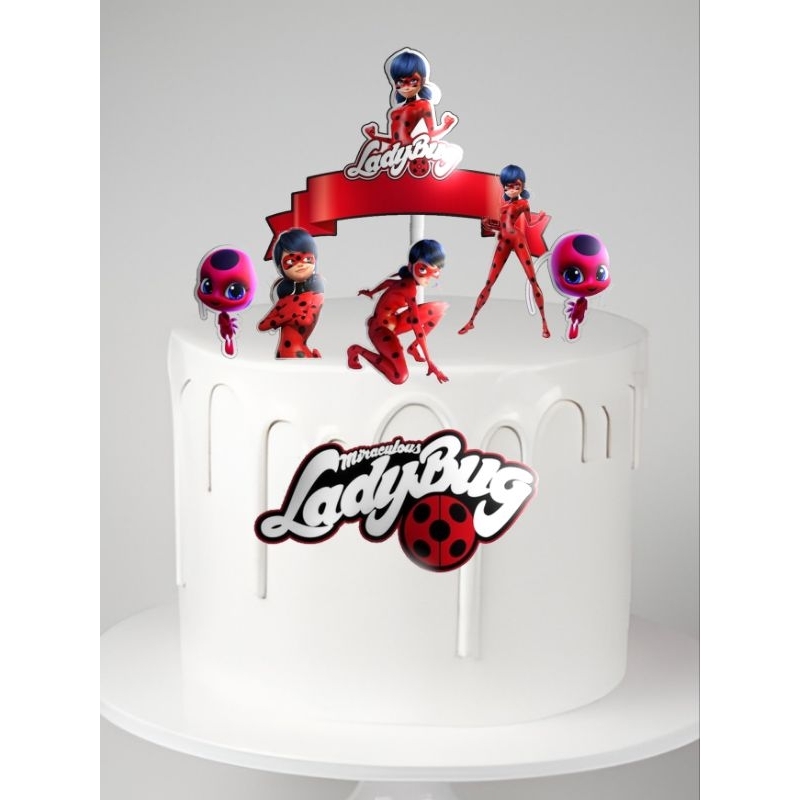 Topo De Bolo Topper De Bolo Da Ladybug Personalizado C/nome | Shopee Brasil