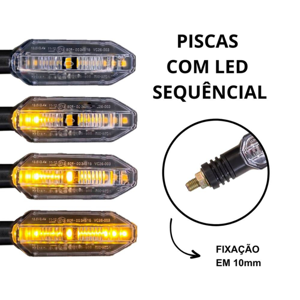 Kit 04 Piscas Moto Seta Led Sequencial Cb300 Xre Twister | Shopee Brasil