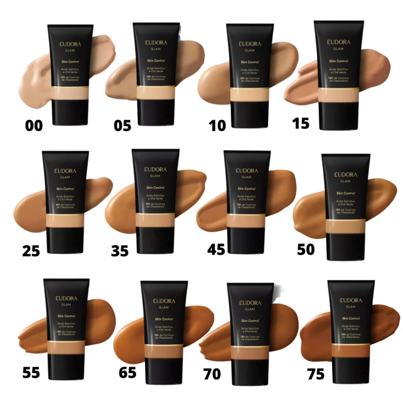 Eudora Base Líquida Glam Skin Control Cor 05 30ml ( Escolha a sua Cor ...