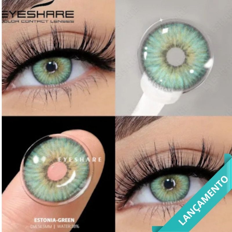 Lente de contato colorida anual na cor Estônia Green(verde) | Shopee Brasil