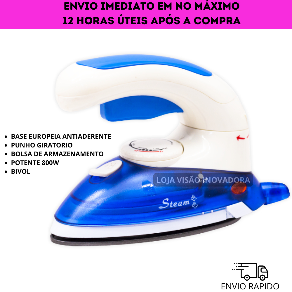 Ferro De Passar A Vapor Mini More Fitness Viagem MF-775 800W Branco ...