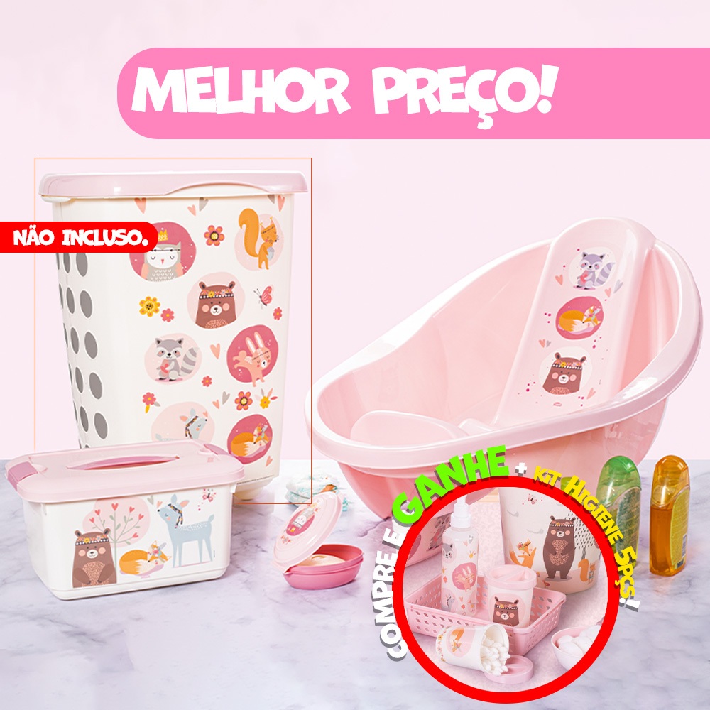 Kit Banho Infantil Banheiro Baby Conjunto Com Banheira 24L Caixa 5,2L ...