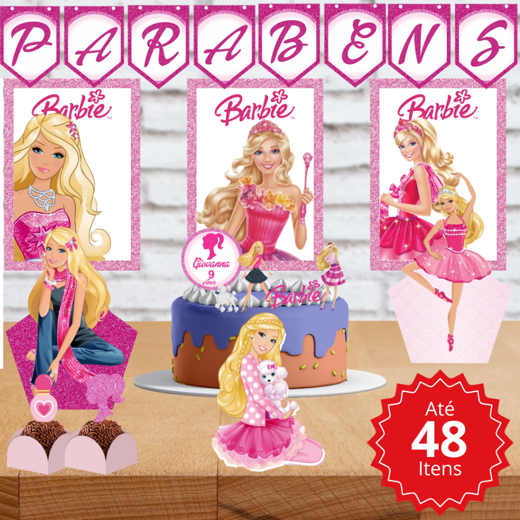 Kit Festa Pronta Barbie Decoração Menina Aniversario Mesversario Só Um ...