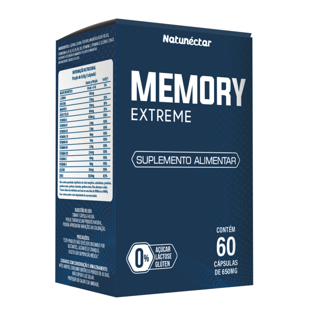 Memory - Auxilia a melhorar atenção e concentração e memoria 500mg 60 ...