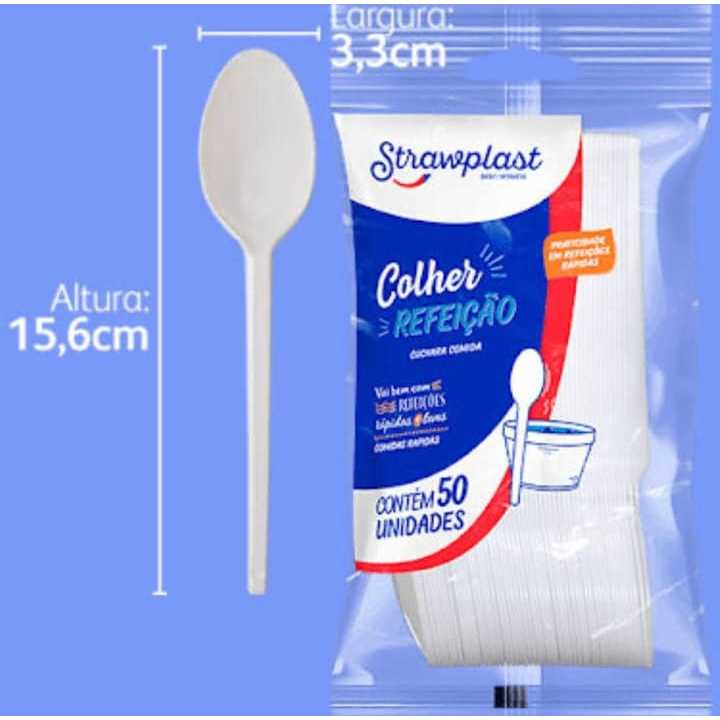 100 COLHER DESCARTÁVEL PARA REFEIÇÃO TALHERES SIMPLES CALDOS SOPAS ...