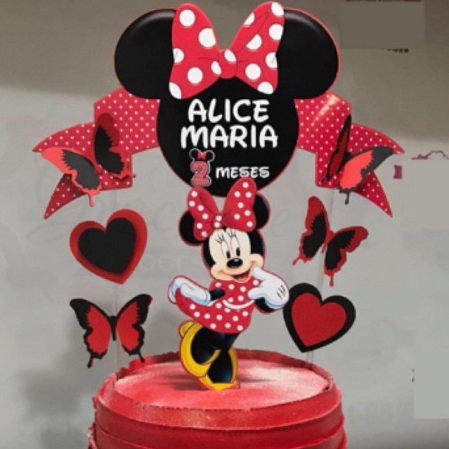 Topo de bolo Minnie Topper de bolo tema minnie | Shopee Brasil