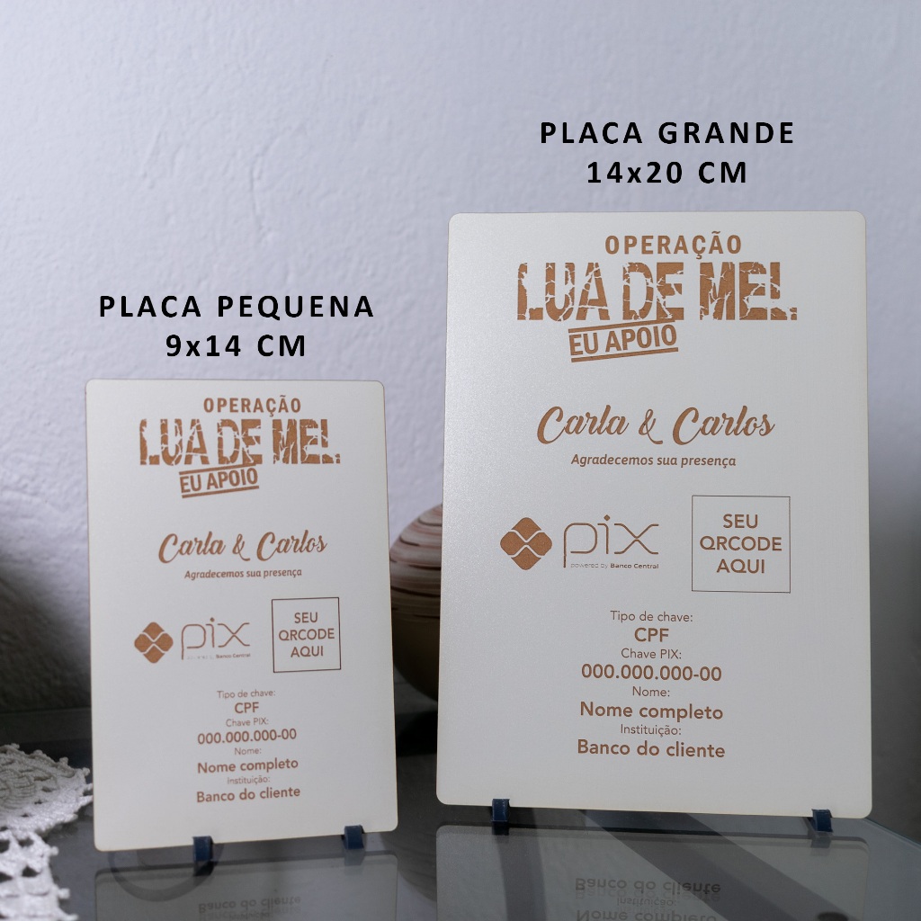 Placa Pix Casamento Lua de Mel Personalizada com Qr Code - em MDF ...