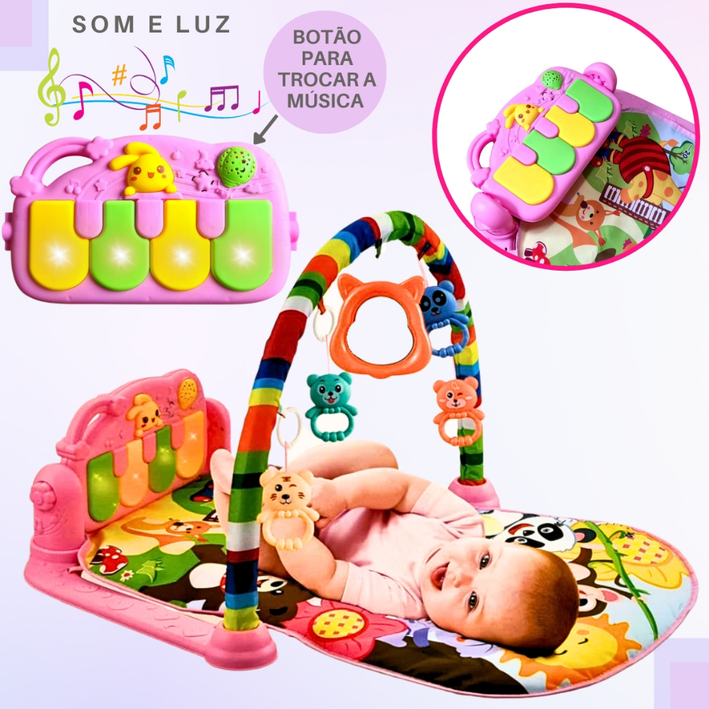 Tapete Atividades Interativo Ginásio Bebês Infantil Com Móbile Musical Piano | Shopee Brasil
