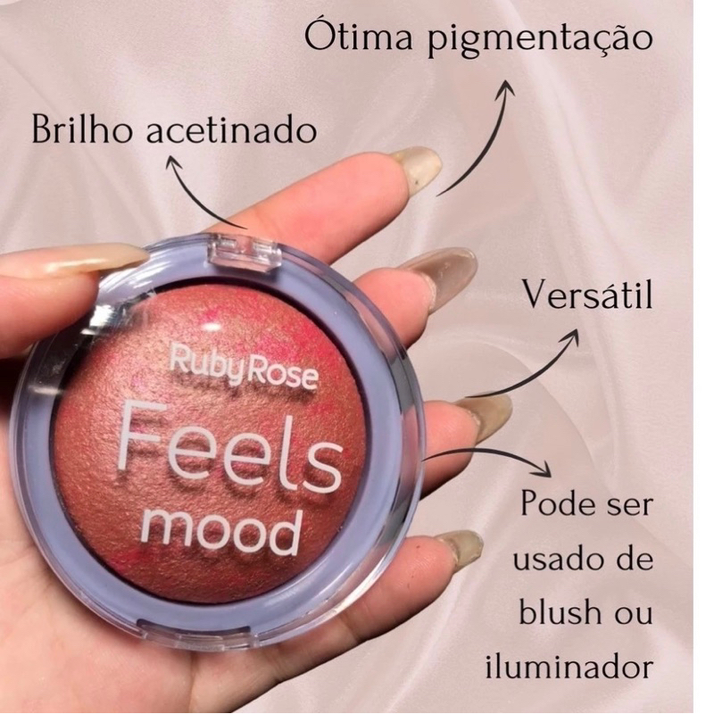 Blush Marmorizado Iluminador Feels Mood Ruby Rose Cor 2 | Shopee Brasil