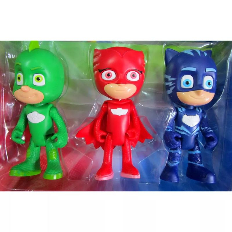 kit com 3 bonecos pj masks menino gato corujita lagartixo | Shopee Brasil