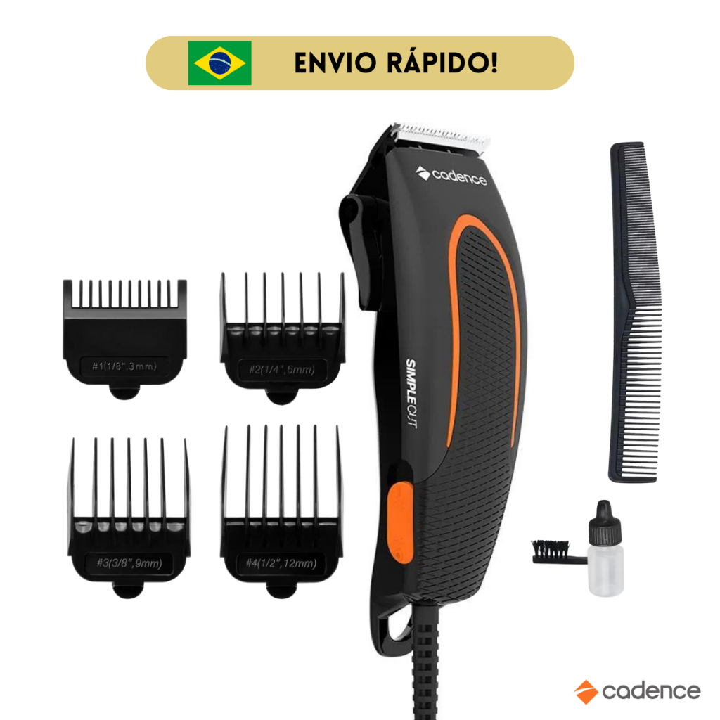 Máquina de Cortar Cabelo Barba Cadence Com 7 Acessórios Raspa Apara Pelos Original Simple Cut ...