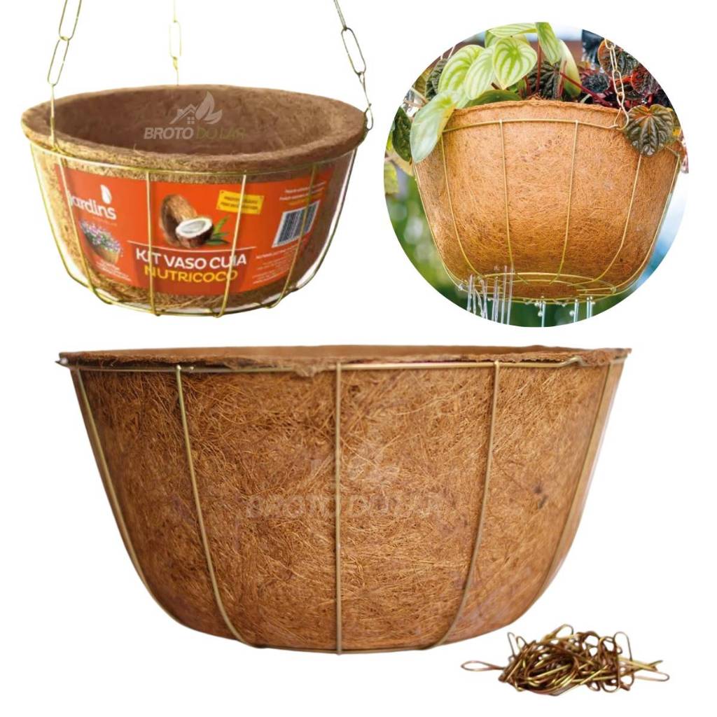 Kit Vaso Cuia Natural de Xaxim Fibra de Coco Nutricoco Completo Grande ...