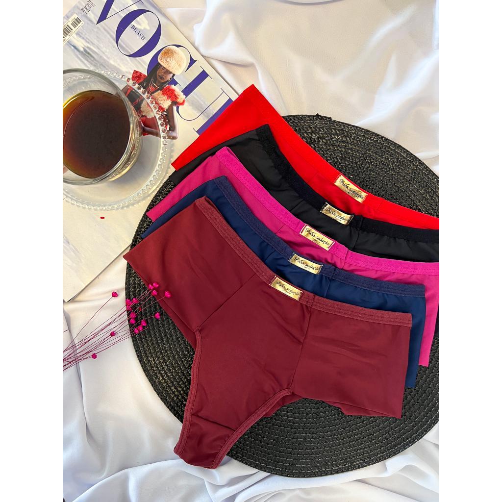 Kit c/5 Calcinhas Fio Duplo Pala Dupla Conforto Cintura Alta Reforçada ...