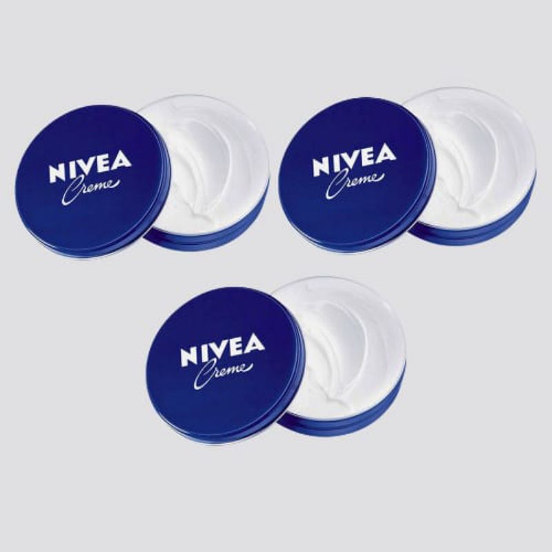 Kit c/ 3 Cremes Hidratante Facial e Corporal Lata Azul Nivea 60ml | Shopee Brasil