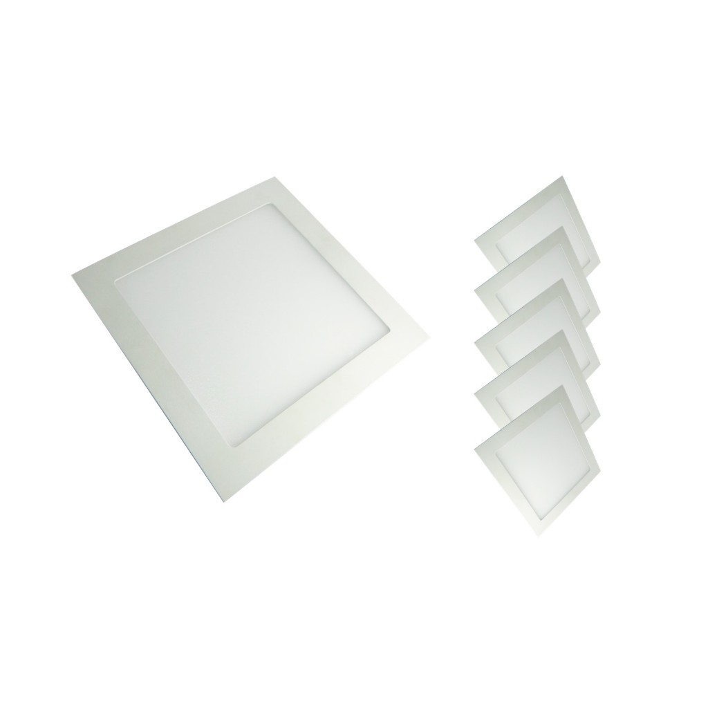 Kit 5 Painéis Plafon Luminária Led Embutir Quadrado Teto12W 6500K, 18W 4000K e 6500K, 24W 6500K ...