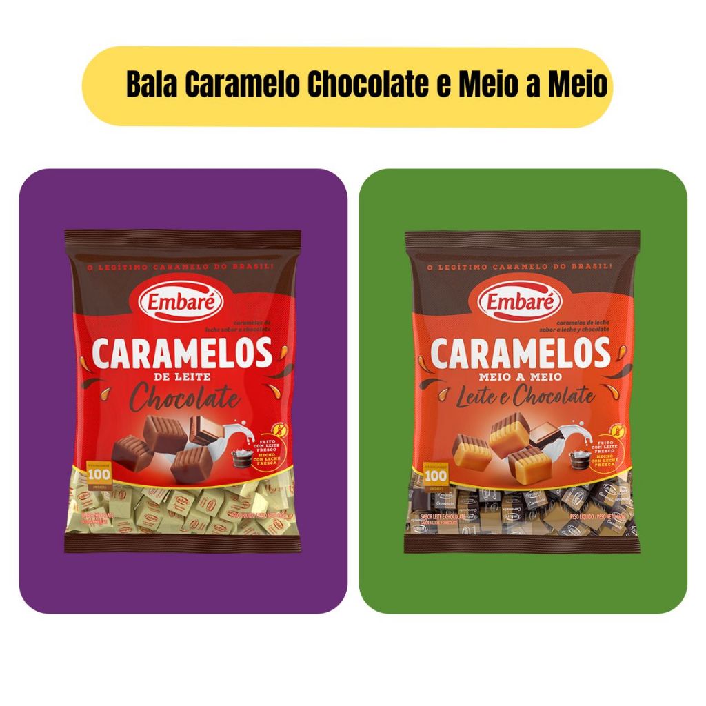 Bala Caramelo Chocolate e Meio a Meio Pacote com 660 gramas - Marca ...