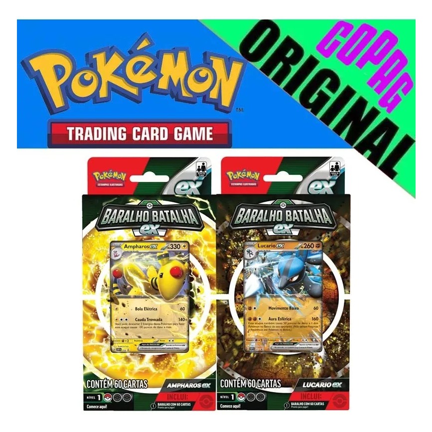 Kit 2 Decks Pokemon TCG Estampas Ilustradas 60 Cards cada Baralho de ...
