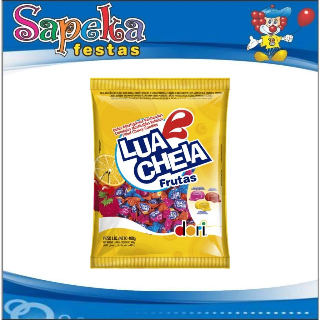 Pacote de Bala Lua Cheia Frutas Mastigável 400g- Dori | Shopee Brasil